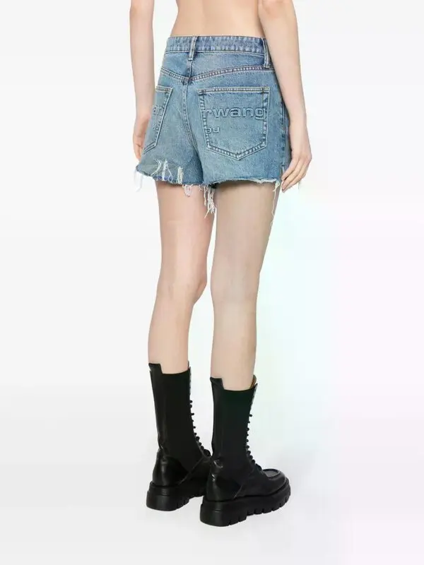 Alexander Wang Logo Embossed Denim Shorts