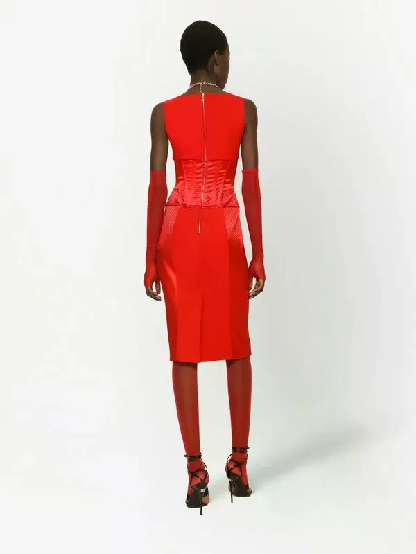 Dolce & Gabbana Corset-detail Satin Midi Dress