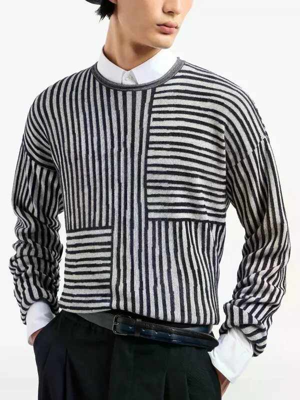 Giorgio Armani Striped Crew Neck Long Sleeve Jumper