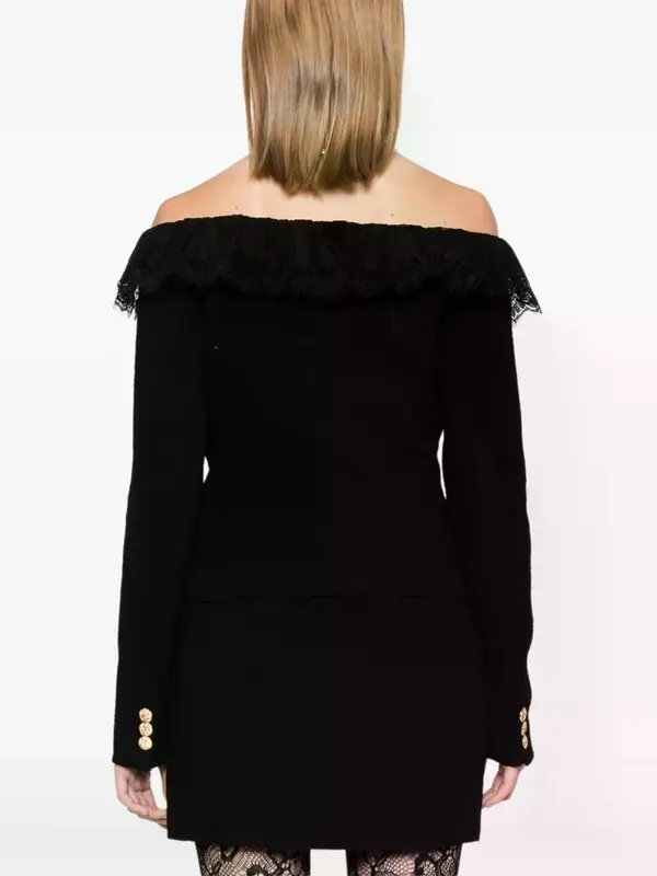 Alessandra Rich Off-shoulder Tweed Jacket