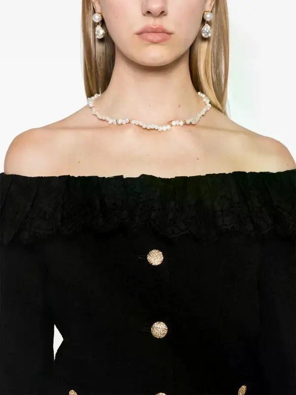 Alessandra Rich Off-shoulder Tweed Jacket