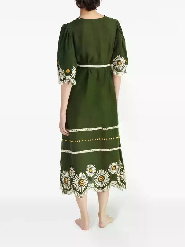 ERES Hortense Floral-embroidered Linen Midi Dress