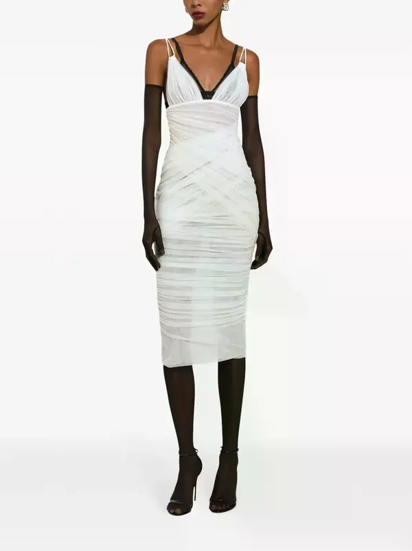 Dolce & Gabbana Draped Tulle Midi Dress