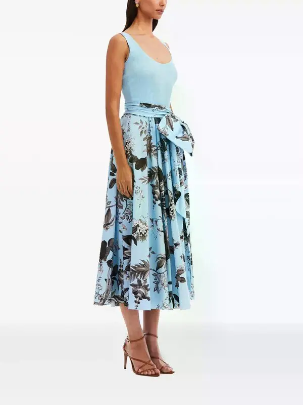 Oscar De La Renta Floral Print Midi Dress - Blue