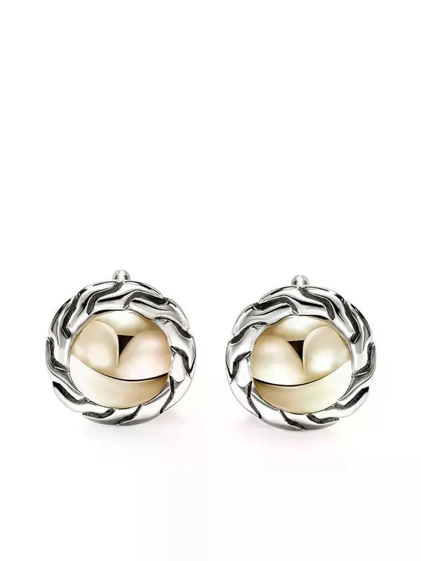 John Hardy 14kt Yellow Gold Essential Stud Earrings - Silver