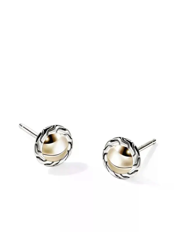 John Hardy 14kt Yellow Gold And Sterling Stud Earrings