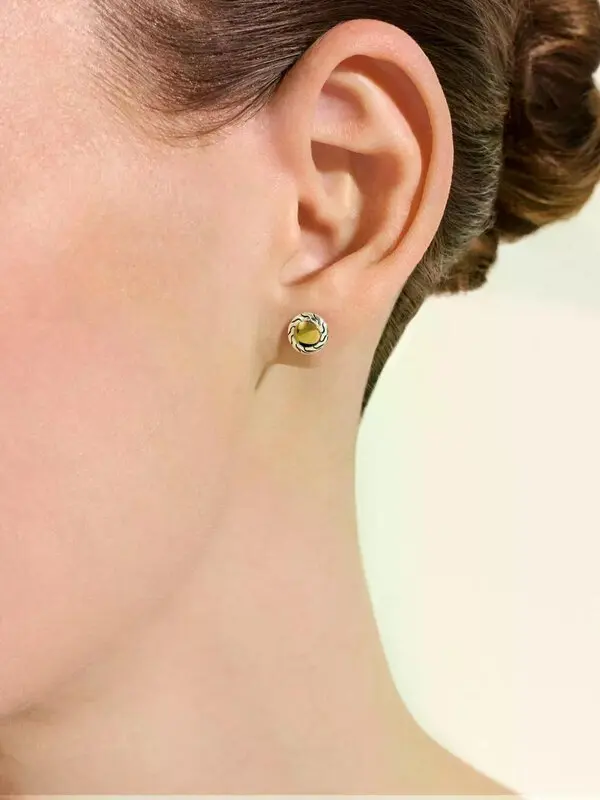 John Hardy 14kt Yellow Gold And Sterling Stud Earrings