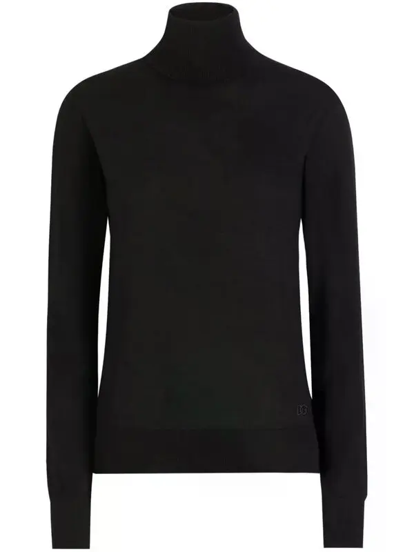 Dolce & Gabbana Logo-embroidered Roll Neck Sweater - Black