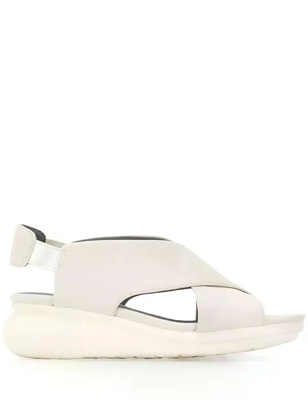 Camper Beige Slip-on Sandals With Elasticated Strap And Wedge Heel - Neutrals