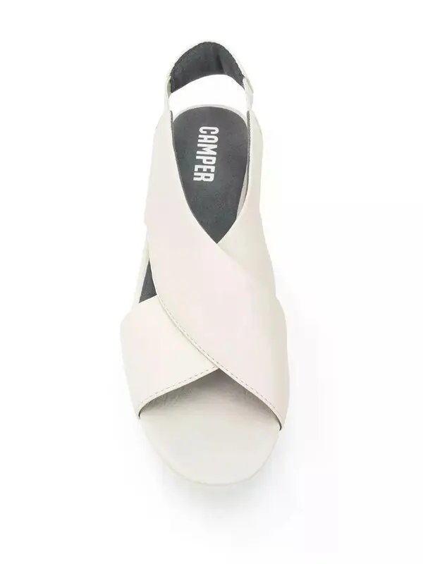 Camper Beige Slip-on Sandals With Elasticated Strap And Wedge Heel - Neutrals