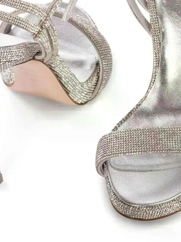 LE SILLA 120mm Gwen Rhinestone Embellished Leather Sandals