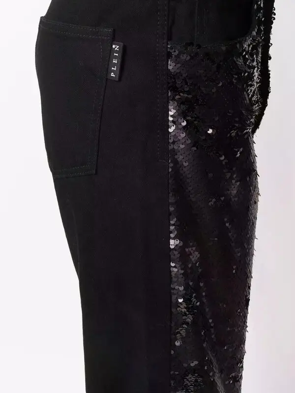 Philipp Plein High-waisted Sequined Straight Leg Jeans