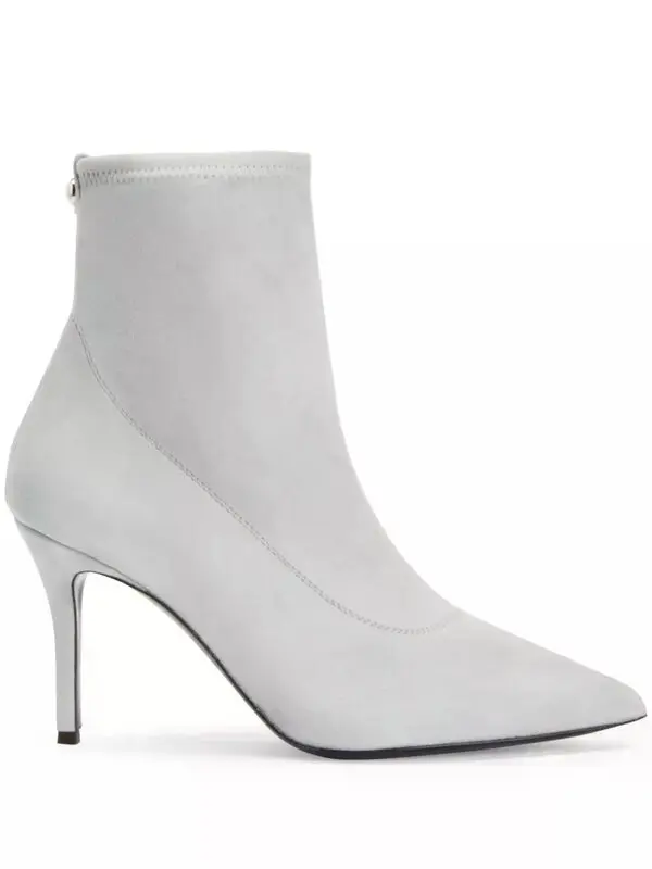 GIUSEPPE ZANOTTI Leather Suede Ankle Boots With Stud Detail - Grey