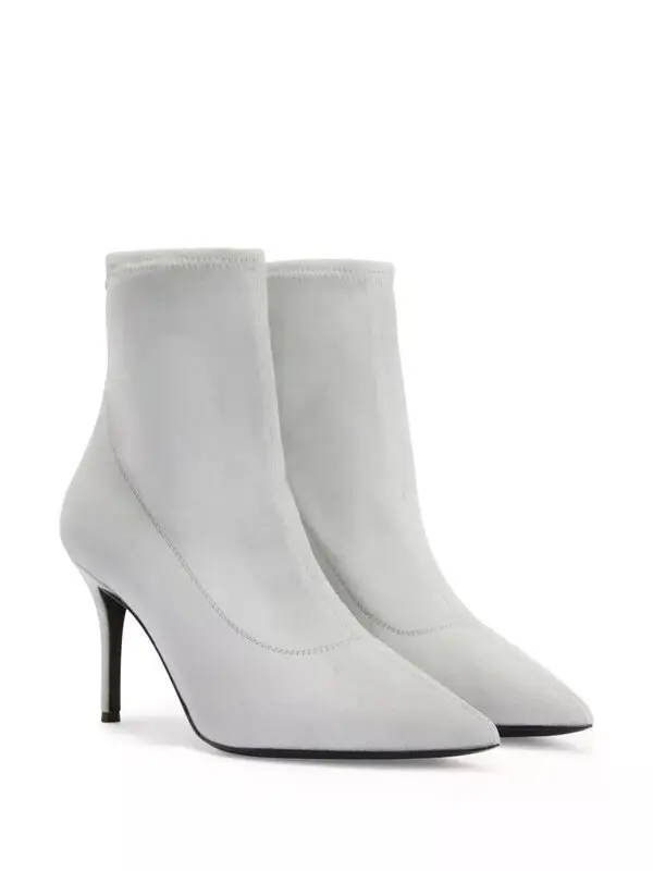GIUSEPPE ZANOTTI Leather Suede Ankle Boots With Stud Detail - Grey