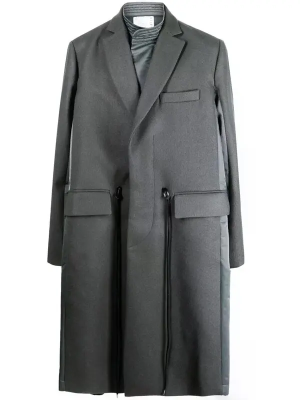 Sacai Drawstring Wool Trench Coat