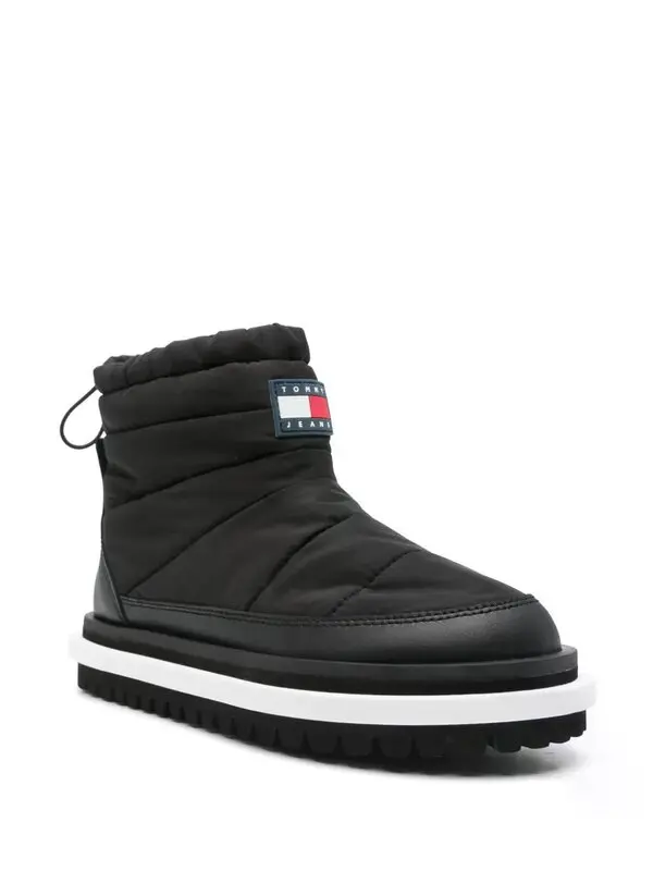 Tommy Hilfiger Padded Ankle Boots With Drawstring Fastening - Black