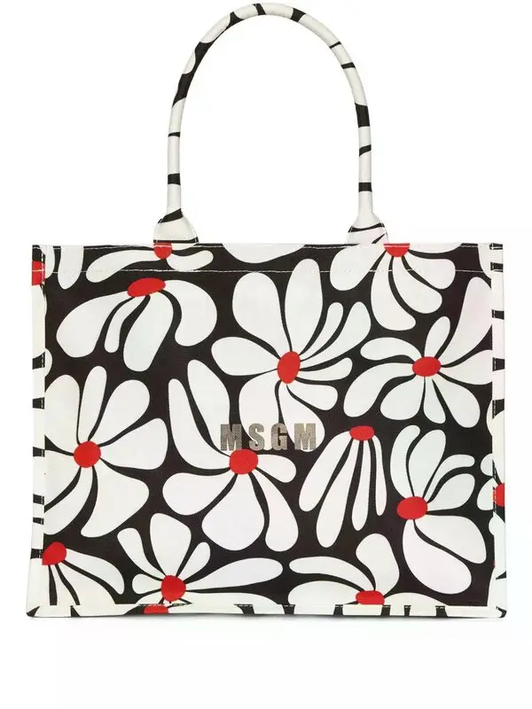 MSGM Floral Print Tote Bag - Black