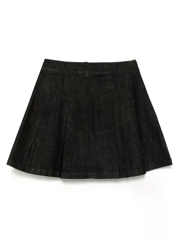 CHOCOOLATE Denim Pleated Skirt - Black