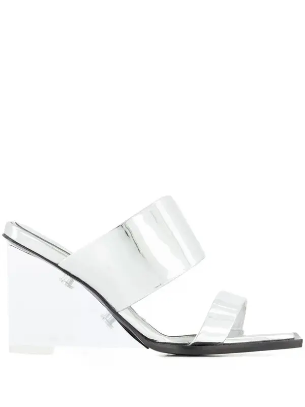 Alexander McQueen Tone Silk Wedge Platform Sandals - Silver