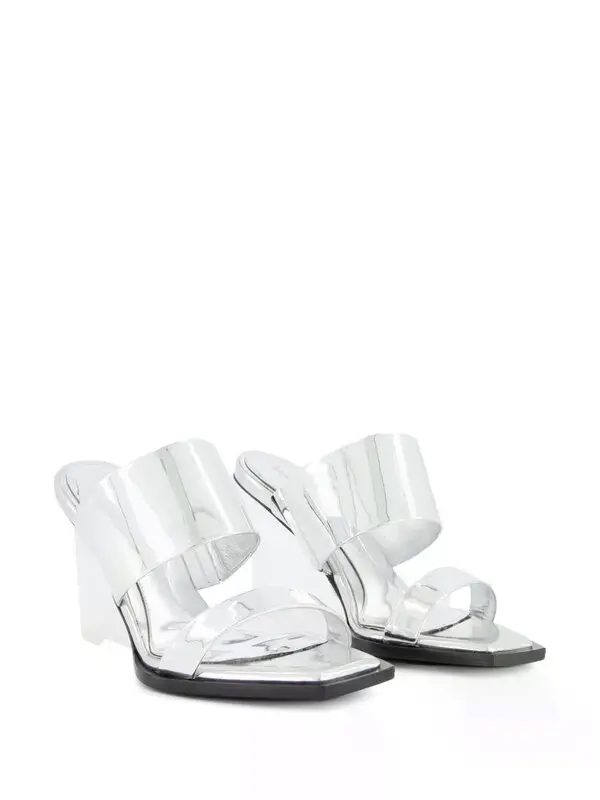 Alexander McQueen Tone Silk Wedge Platform Sandals - Silver