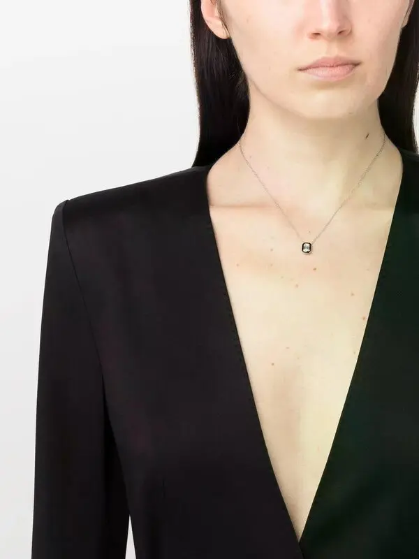 SELIM MOUZANNAR 18kt White Gold Emerald Cut Diamond And Black Enamel Necklace