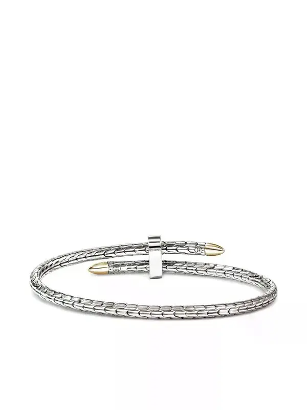 John Hardy Sterling And 14 Yellow Gold Diamond Spear Flex Cuff Bracelet