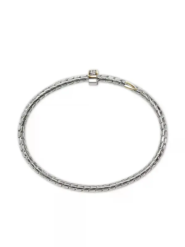 John Hardy Sterling And 14 Yellow Gold Diamond Spear Flex Cuff Bracelet