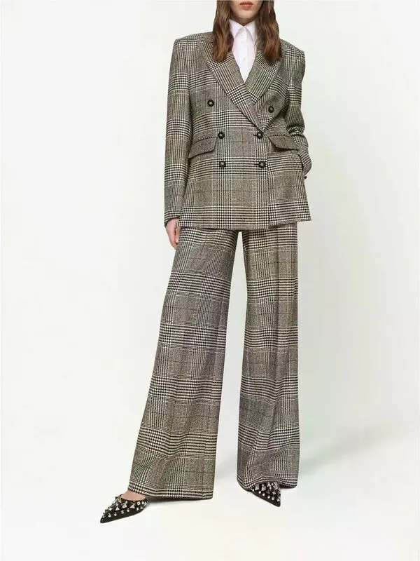 Dolce & Gabbana Prince Of Wales Check Flared Wool Trousers