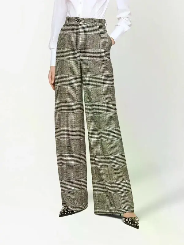 Dolce & Gabbana Prince Of Wales Check Flared Wool Trousers