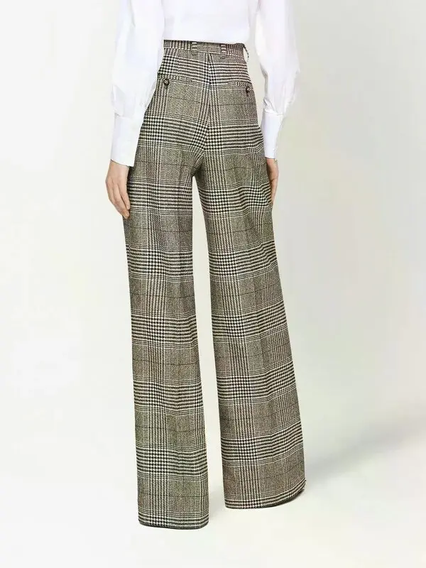 Dolce & Gabbana Prince Of Wales Check Flared Wool Trousers