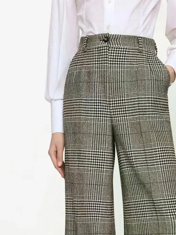 Dolce & Gabbana Prince Of Wales Check Flared Wool Trousers