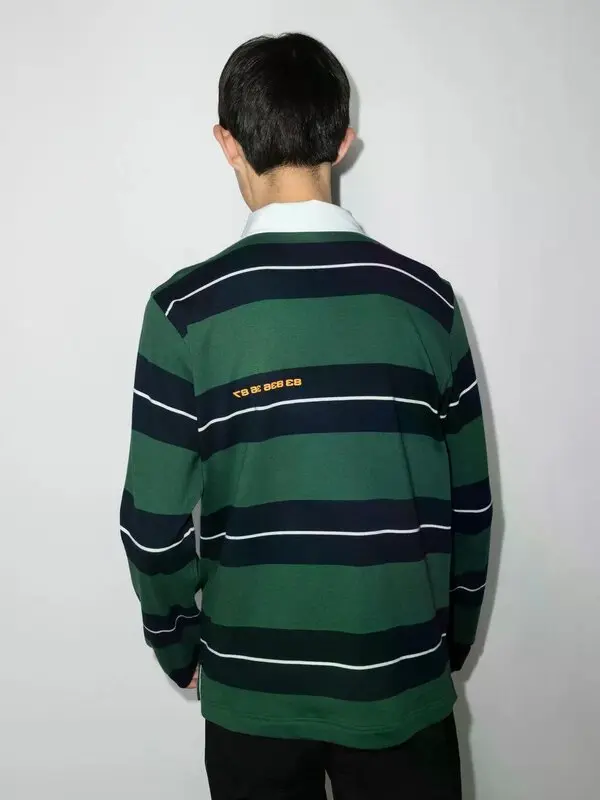 VTMNTS Barcode-print Striped Polo Shirt