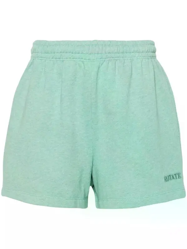 ROTATE BY BIRGER CHRISTENSEN Logo-embroidered Mélange Shorts - Green