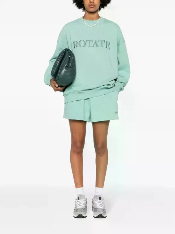 ROTATE BY BIRGER CHRISTENSEN Logo-embroidered Mélange Shorts