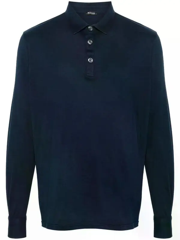 Kiton Long-sleeve Jersey Polo Shirt - Blue