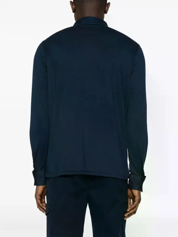 Kiton Long-sleeve Jersey Polo Shirt - Blue