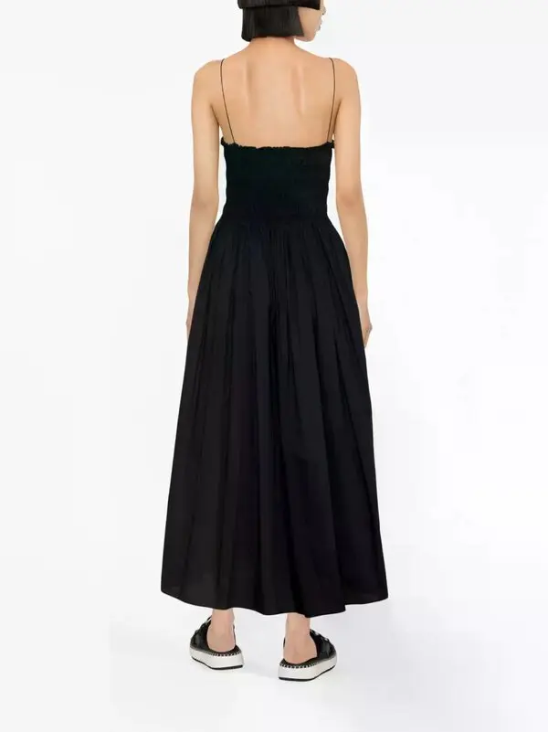 Matteau Shirred Panel Poplin Midi Dress - Black