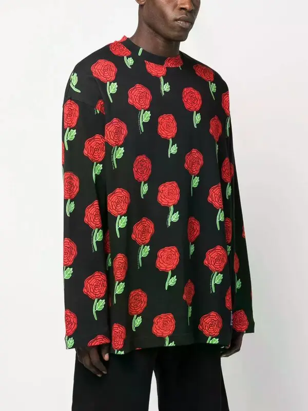 Versace Interlock Rose-print Oversized T-shirt