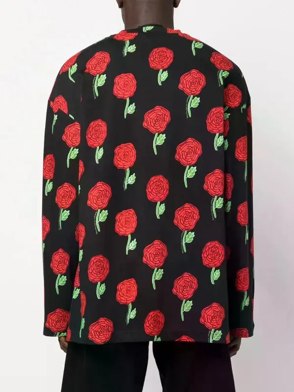 Versace Interlock Rose-print Oversized T-shirt