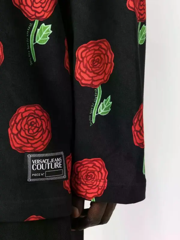 Versace Interlock Rose-print Oversized T-shirt