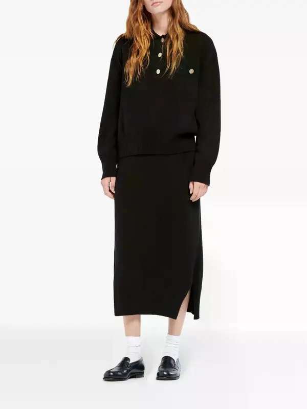 BARRIE Cashmere Polo Sweater - Black