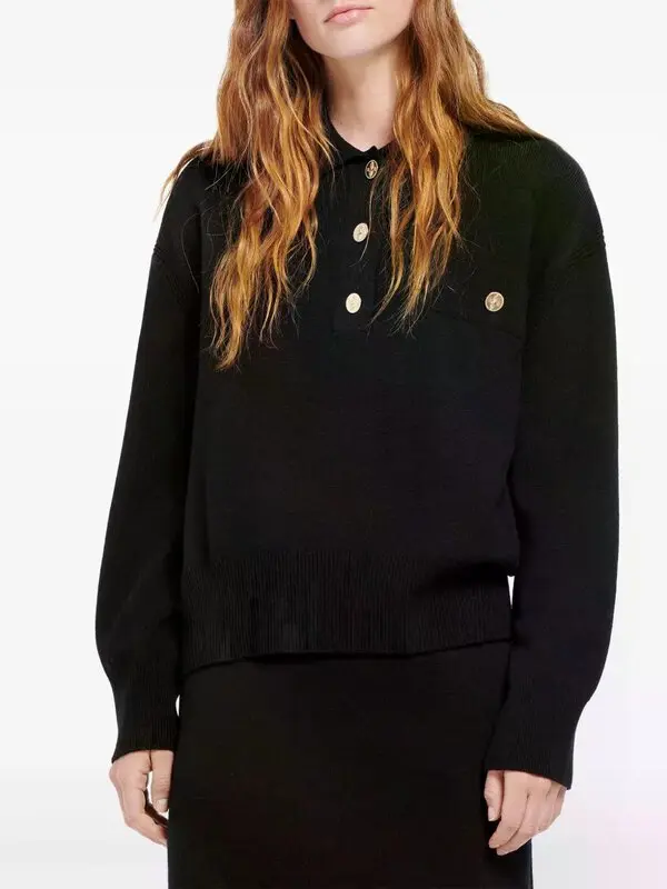 BARRIE Cashmere Polo Sweater - Black