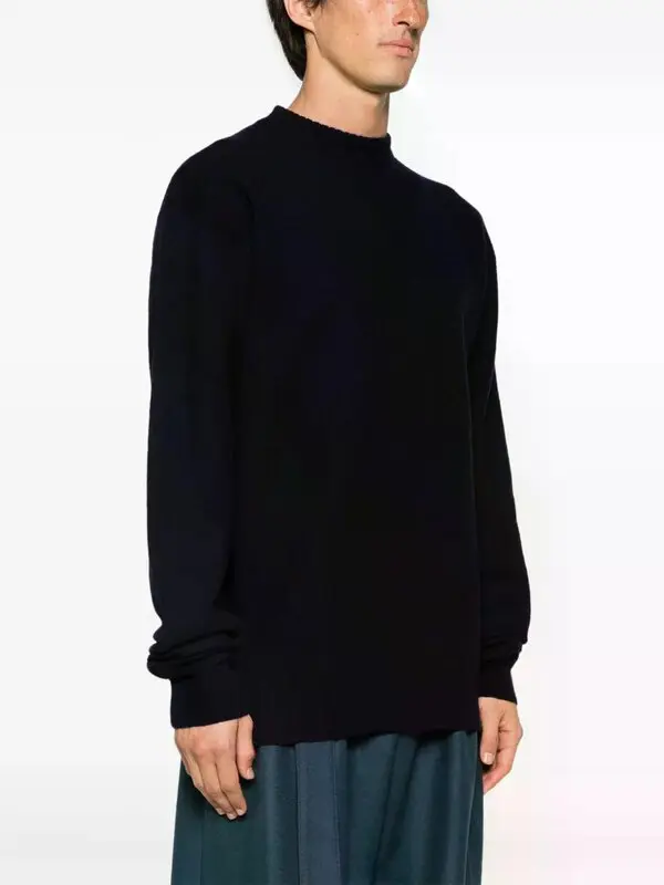 JIL SANDER Crew Neck Fine Knit Wool Jumper - Blue