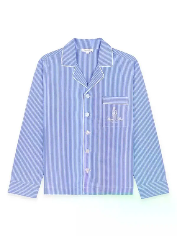 SPORTY & RICH Vendome Striped Pajama Shirt - Blue