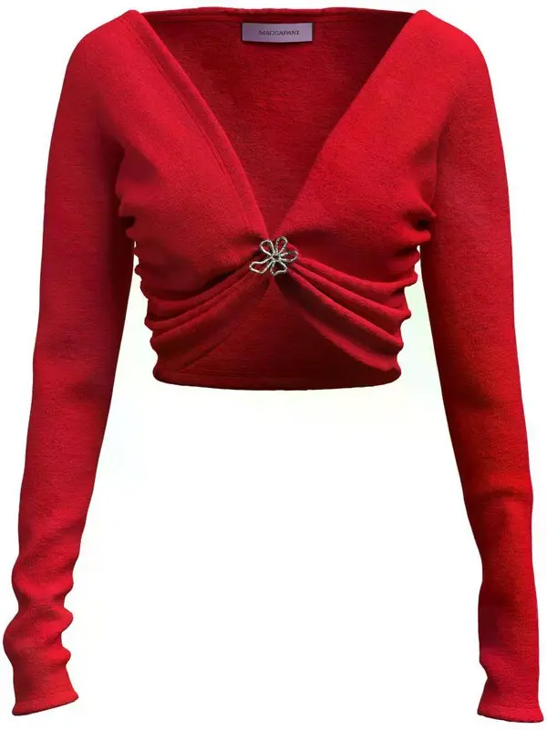 MARGHERITA MACCAPANI Angela Cropped V-neck Top - Red