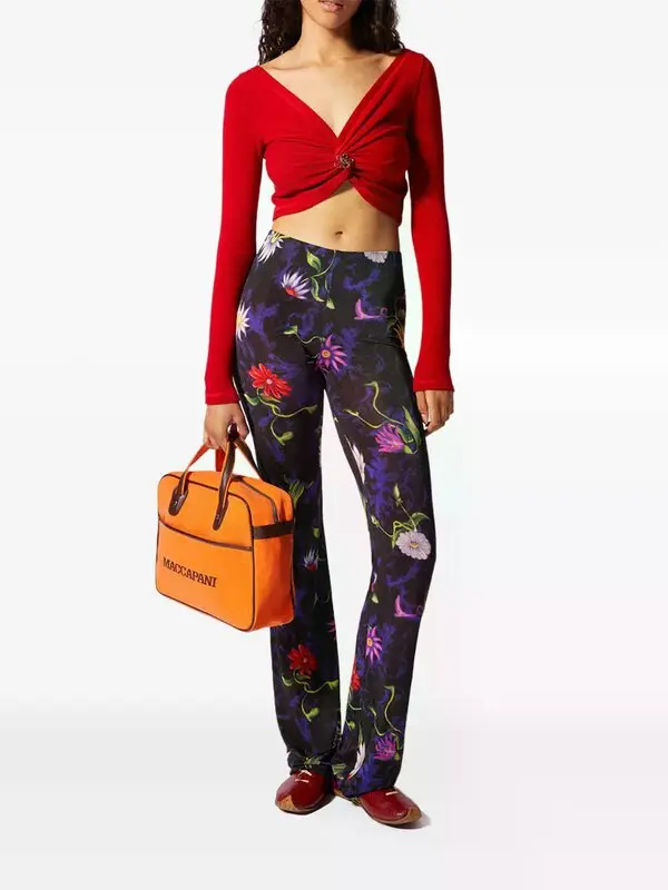 MARGHERITA MACCAPANI Angela Cropped V-neck Top - Red