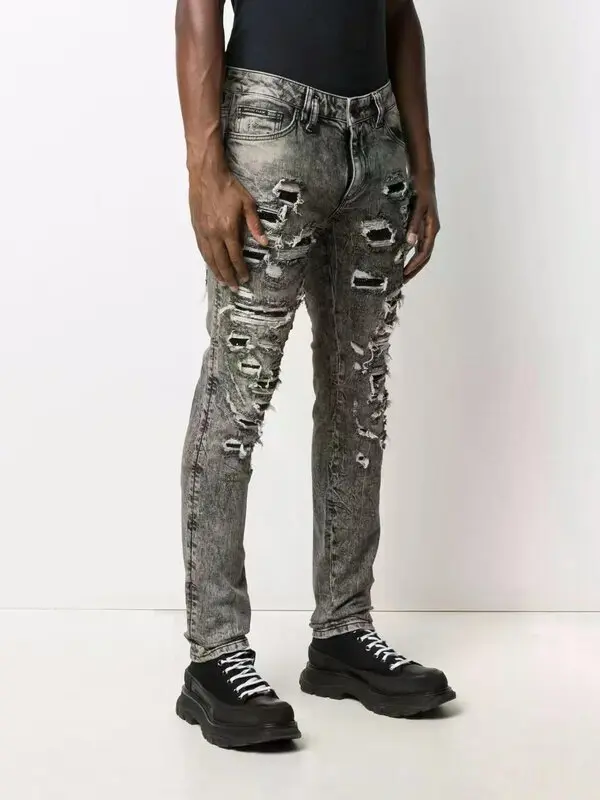 Philipp Plein Mesh Ripped-detail Jeans - Grey
