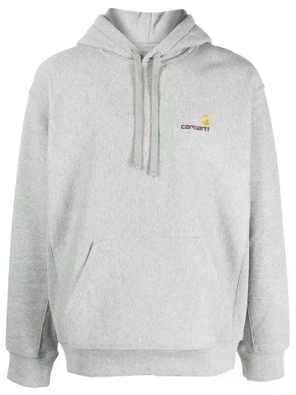 Carhartt Work In Progress Embroidered-logo Cotton Hoodie - Grey