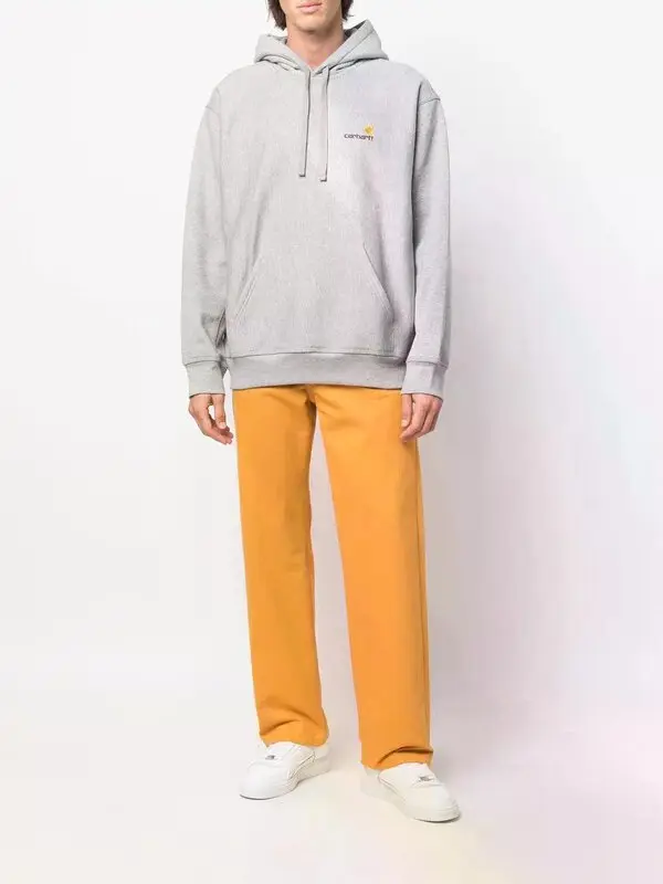 Carhartt Work In Progress Embroidered-logo Cotton Hoodie - Grey