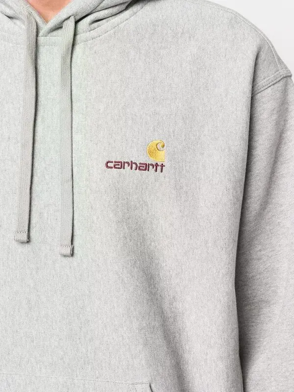 Carhartt Work In Progress Embroidered-logo Cotton Hoodie - Grey